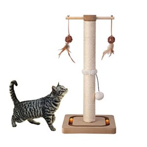 peekab cat scratching post premium sisal toll scratch posts with tracking interactive toys vertical scratcher for indoor cats and kittens- 25 inches beige