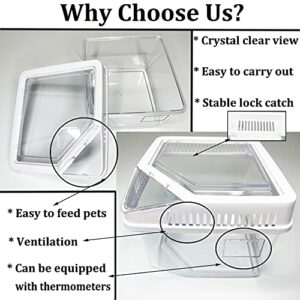 PINVNBY Reptile Feeding Box Acrylic Reptile Cage Transparent Portable Cube Container for Spiders Lizards Frogs Crickets Turtles Crabs