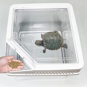 PINVNBY Reptile Feeding Box Acrylic Reptile Cage Transparent Portable Cube Container for Spiders Lizards Frogs Crickets Turtles Crabs