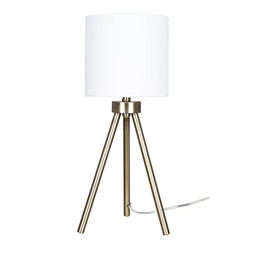 Catalina Lighting 22967-001 Mid-Century Modern Tripod Table Lamp, LED Bulb Included, 19", Antique Brass