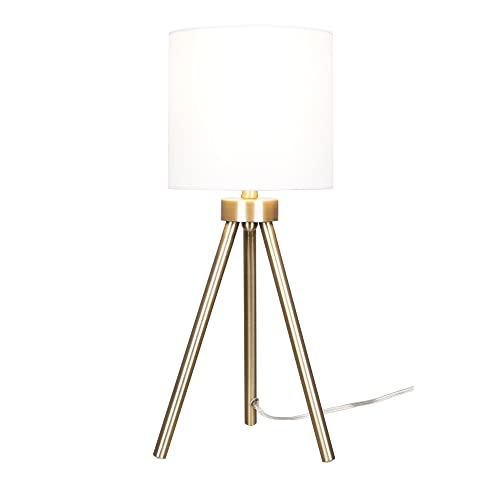 Catalina Lighting 22967-001 Mid-Century Modern Tripod Table Lamp, LED Bulb Included, 19", Antique Brass