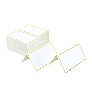 JABINCO Place Cards Pack of 100 - Small Tent Cards with Gold Foil Border - Perfect for Weddings, Banquets, Events,Table Cards,Name Cards