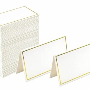 JABINCO Place Cards Pack of 100 - Small Tent Cards with Gold Foil Border - Perfect for Weddings, Banquets, Events,Table Cards,Name Cards