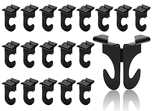 Kyuionty 20Pcs Drop Ceiling Hooks Zinc Alloy T-Bar Track Clip Hooks for Suspended Drop Ceiling Tiles, Ceiling Hooks for Hanging Plants & Office Classroom Decorations (Black)