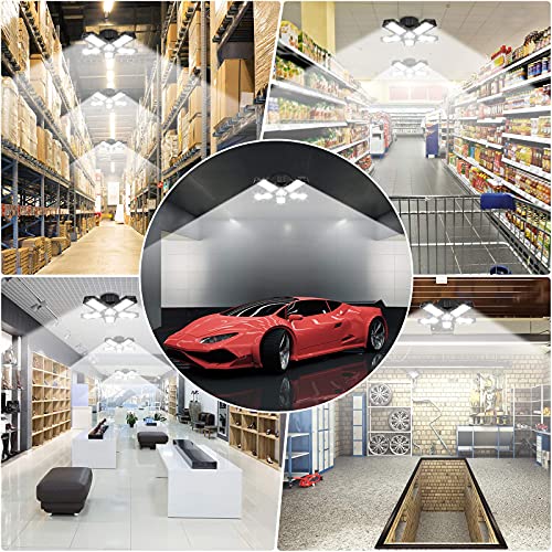 AXUAN 160W LED Garage Light 2 Pack, 16000LM Garage Light with 6 LED Garage Ceiling Lights Panels, Deformable LED Shop Light LED Glow Light for Garage, Basement, Workshop