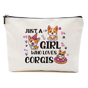 corgi makeup bag corgi gifts for corgi lovers women corgi stuff merch animal lover funny birthday christmas gift for teens girls daughter sister bestie niece just a girl who loves corgis