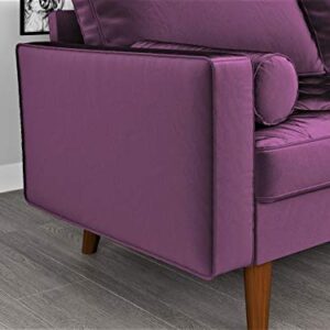 Container Furniture Direct Womble Modern Velvet Upholstered Living Room Diamond Tufted Chesterfield Loveseat with Gleaming Nailheads, Purple