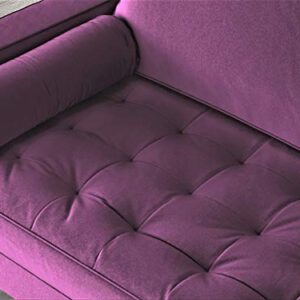 Container Furniture Direct Womble Modern Velvet Upholstered Living Room Diamond Tufted Chesterfield Loveseat with Gleaming Nailheads, Purple