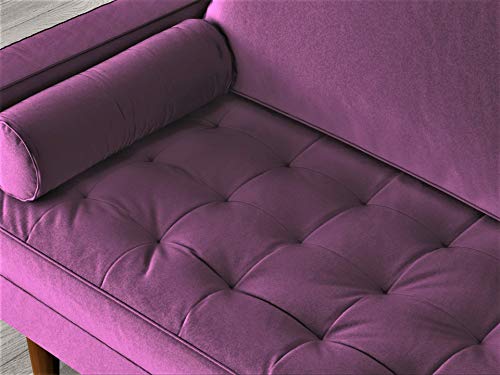 Container Furniture Direct Womble Modern Velvet Upholstered Living Room Diamond Tufted Chesterfield Loveseat with Gleaming Nailheads, Purple