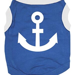 Petitebella Sailor Anchor Puppy Dog Shirt (Blue/White, Medium)