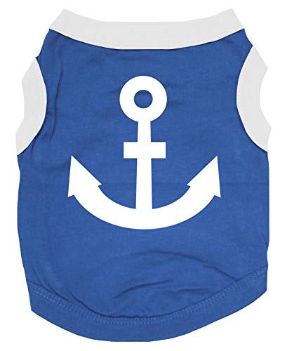 Petitebella Sailor Anchor Puppy Dog Shirt (Blue/White, Medium)