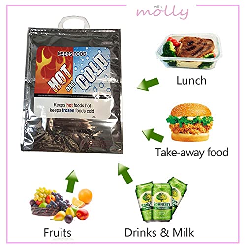 Withmolly Thermal Insulated Bag (Hot Cold Bag) Food Storage & Carry Bags Reusable Lunch Bags with ice pack (3, 13.8''x17.7'')