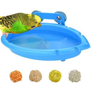 mygeromon bird bath for cage- small tub bowl for hang inside cage birdbath shower for parrot/parakeets/cockatiels/canary/budgerigar (blue)