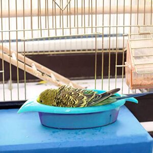 Mygeromon Bird Bath for Cage- Small Tub Bowl for Hang Inside Cage Birdbath Shower for Parrot/Parakeets/Cockatiels/Canary/Budgerigar (Blue)