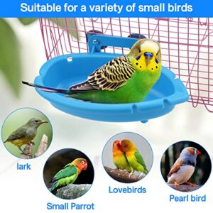 Mygeromon Bird Bath for Cage- Small Tub Bowl for Hang Inside Cage Birdbath Shower for Parrot/Parakeets/Cockatiels/Canary/Budgerigar (Blue)