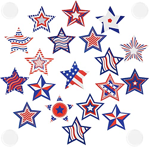 64 Pieces Patriotic Stars Paper Cutouts Patriotic Day Stars Accents with 80 Pieces Glue Point Dots for Independence Day 4th of July Memorial Day Patriotic Decoration Home Office School