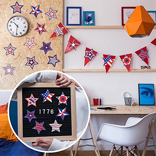 64 Pieces Patriotic Stars Paper Cutouts Patriotic Day Stars Accents with 80 Pieces Glue Point Dots for Independence Day 4th of July Memorial Day Patriotic Decoration Home Office School