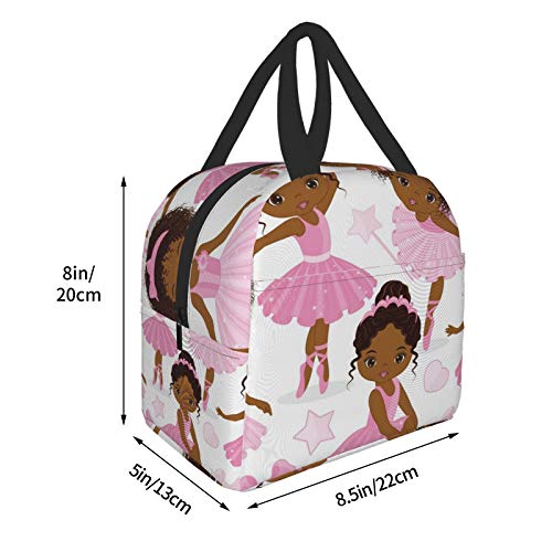 Lycomify Reusable Tote Lunch Bag,Pink Ballet Cute Girl Ballerina Dancer Skirt Gymnastic Kid Personalizedwaterproof Insulated Cooler box Bags Luch Container for Office School Picnic Beach Workout…