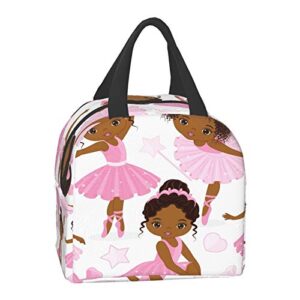 Lycomify Reusable Tote Lunch Bag,Pink Ballet Cute Girl Ballerina Dancer Skirt Gymnastic Kid Personalizedwaterproof Insulated Cooler box Bags Luch Container for Office School Picnic Beach Workout…