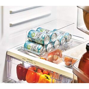 iDesign Plastic Refrigerator and Freezer Storage Organizer, Clear & Plastic Refrigerator and Freezer Storage Organizer Bin Soda Can and Drink Holder, Holds 9 Cans, Clear