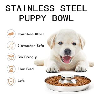 Thankspaw Stainless Steel Puppy Bowls, Set of 2 Puppy Feeder, Dog Food and Water Bowl, Food Feeding Weaning for Small Medium Large Dogs, Pets, M