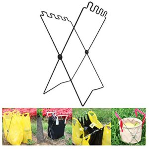 TOPINCN BBQ Picnic Portable Trash Bag Rack Foldable Iron Wire Frame 33gallon Trash Bag Holder Iron Wire Folding Shelf