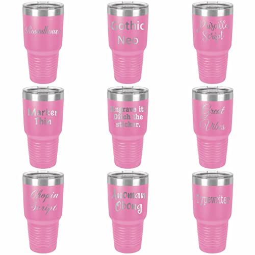 Your Name Text Engraved, Stainless Steel Tumbler, Customized cups, Double Wall Vacuum Insulated Mug Hot Cold Drink With Lid, Straw Option - 16 Different Colors (30oz, Personalize Name, Pink)