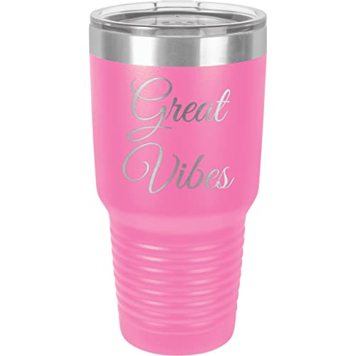 Your Name Text Engraved, Stainless Steel Tumbler, Customized cups, Double Wall Vacuum Insulated Mug Hot Cold Drink With Lid, Straw Option - 16 Different Colors (30oz, Personalize Name, Pink)