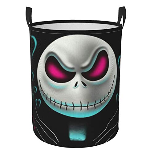 XZZZN Nightmare Before Christmas Laundry Hamper Circular Tunic Dirty Pocket Waterproof Large Oxford Fabric Foldable Round Laundry Storage Basket Dirty Clothes Bag Medium