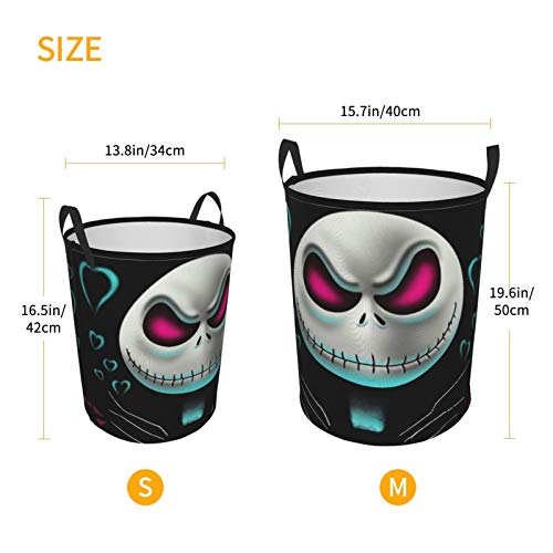 XZZZN Nightmare Before Christmas Laundry Hamper Circular Tunic Dirty Pocket Waterproof Large Oxford Fabric Foldable Round Laundry Storage Basket Dirty Clothes Bag Medium