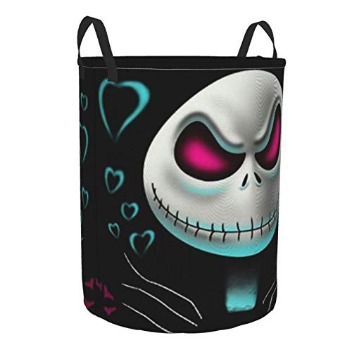 XZZZN Nightmare Before Christmas Laundry Hamper Circular Tunic Dirty Pocket Waterproof Large Oxford Fabric Foldable Round Laundry Storage Basket Dirty Clothes Bag Medium