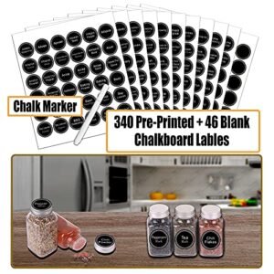 SWOMMOLY 30 Glass Spice Jars 6 oz Empty Square Spice Bottles with 703 Spice Labels, Chalk Marker and Funnel Complete Set. 30 Spice Containers with Airtight Cap, Pour/sift Shaker Lid