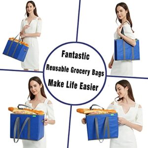 NERUB Reusable Grocery Shopping Bags Heavy Duty Grocery Tote Bags with Reinforced Bottom Foldable Large Reusable Shopping Bags for Groceries (3 Pack)