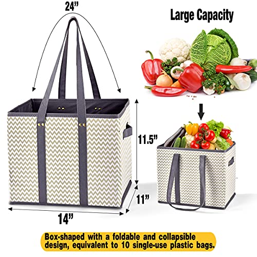 NERUB Reusable Grocery Shopping Bags Heavy Duty Grocery Tote Bags with Reinforced Bottom Foldable Large Reusable Shopping Bags for Groceries (3 Pack)