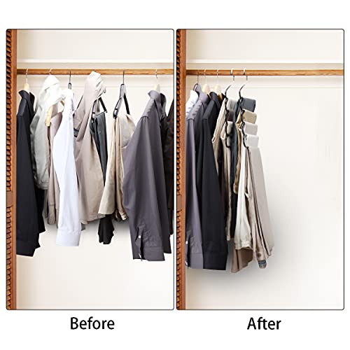 HuaQi Hangers Space Saving Hangers for Closet Organizer Non Slip Closet Storage Organizer for Jeans Towels Scarves (Black, 4)