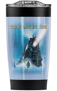 logovision the polar express train stainless steel tumbler 20 oz coffee travel mug/cup, vacuum insulated & double wall with leakproof sliding lid | great for hot drinks and cold beverages