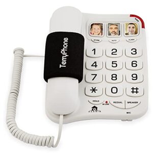 big button phone for seniors - corded landline telephone - one-touch dialling for visually impaired - amplified ringer with loud speaker for hearing impaired, ergonomic non-slip grip