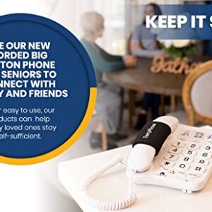 Big Button Phone for Seniors - Corded Landline Telephone - One-Touch Dialling for Visually Impaired - Amplified Ringer with Loud Speaker for Hearing Impaired, Ergonomic Non-Slip Grip