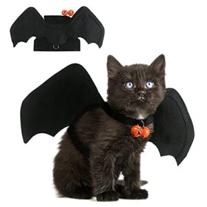 diyasy cat halloween bat wing costume,halloween small pets black bat costume decoration for puppy dog and cat with bells