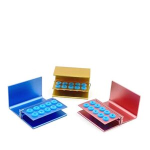 3pcs 10 holes dental burs holder block case with silicone dental autoclavable burs holder