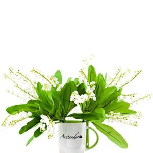 Artificial White Faux Flowers Floral Stems Plant Picks Berry Blossom Tall Fall Plant Outdoor Floral Arrangement Decoration Crafts Home Decor Holiday Wedding Parties 8Packs(Lily Of Valley White Flower)