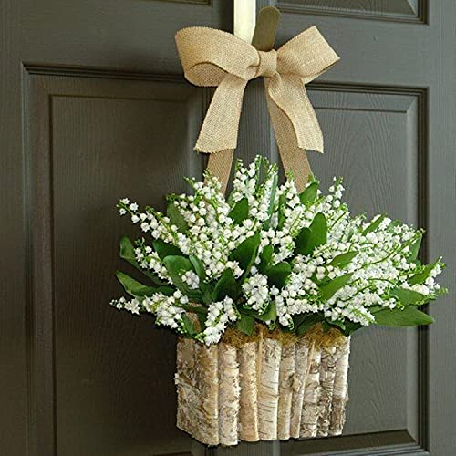 Artificial White Faux Flowers Floral Stems Plant Picks Berry Blossom Tall Fall Plant Outdoor Floral Arrangement Decoration Crafts Home Decor Holiday Wedding Parties 8Packs(Lily Of Valley White Flower)