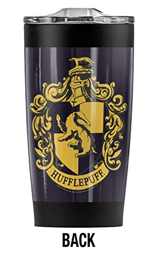 Logovision Harry Potter Hufflepuff Crest Stainless Steel Tumbler 20 oz Coffee Travel Mug/Cup, Vacuum Insulated & Double Wall with Leakproof Sliding Lid | Great for Hot Drinks and Cold Beverages