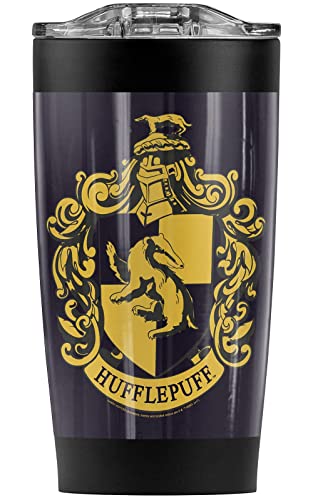 Logovision Harry Potter Hufflepuff Crest Stainless Steel Tumbler 20 oz Coffee Travel Mug/Cup, Vacuum Insulated & Double Wall with Leakproof Sliding Lid | Great for Hot Drinks and Cold Beverages