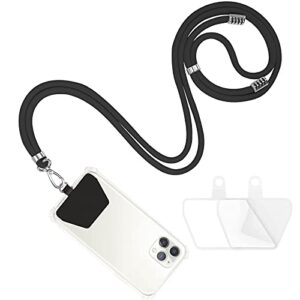 takyu phone lanyard, universal crossbody cell phone lanyard with 2 pack transparent connector (black)