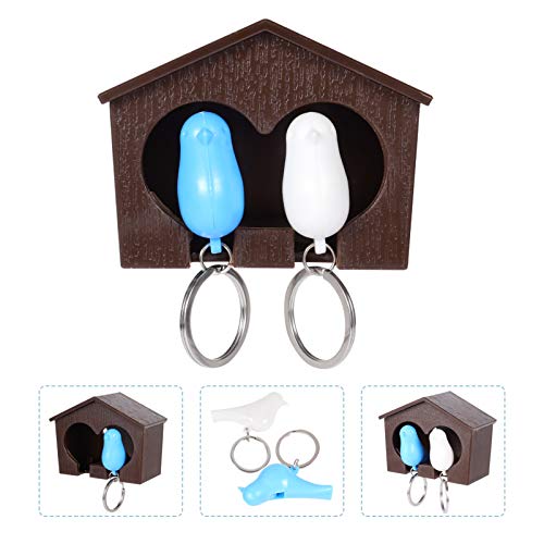 BESPORTBLE 1 Set Birdhouse Keychain Holder Wall Mount Bird Nest Key Ring Wall Hanger Key Chains Rack Organizer Coffee/Bird Random Color