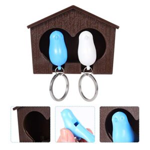 BESPORTBLE 1 Set Birdhouse Keychain Holder Wall Mount Bird Nest Key Ring Wall Hanger Key Chains Rack Organizer Coffee/Bird Random Color