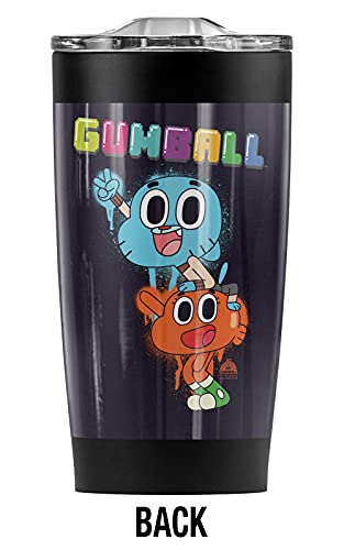 Amazing World of Gumball Gumball Spray Stainless Steel Tumbler 20 oz Coffee Travel Mug/Cup, Vacuum Insulated & Double Wall with Leakproof Sliding Lid | Great for Hot Drinks and Cold Beverages