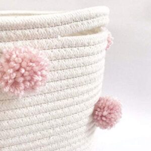 WSZJJ Hand Woven Ball Cotton Rope Desptop Dirty Clothes Laundry Storage Basket Bedroom Toys Snack Magazine Sundries Storage Baskets (Color : Grey)