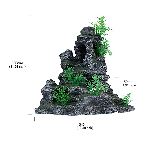 Mairuker Aquarium Mountain View Rock Landscaping Decorations, Fish Tank Thematic Ornaments [Large Sizes]